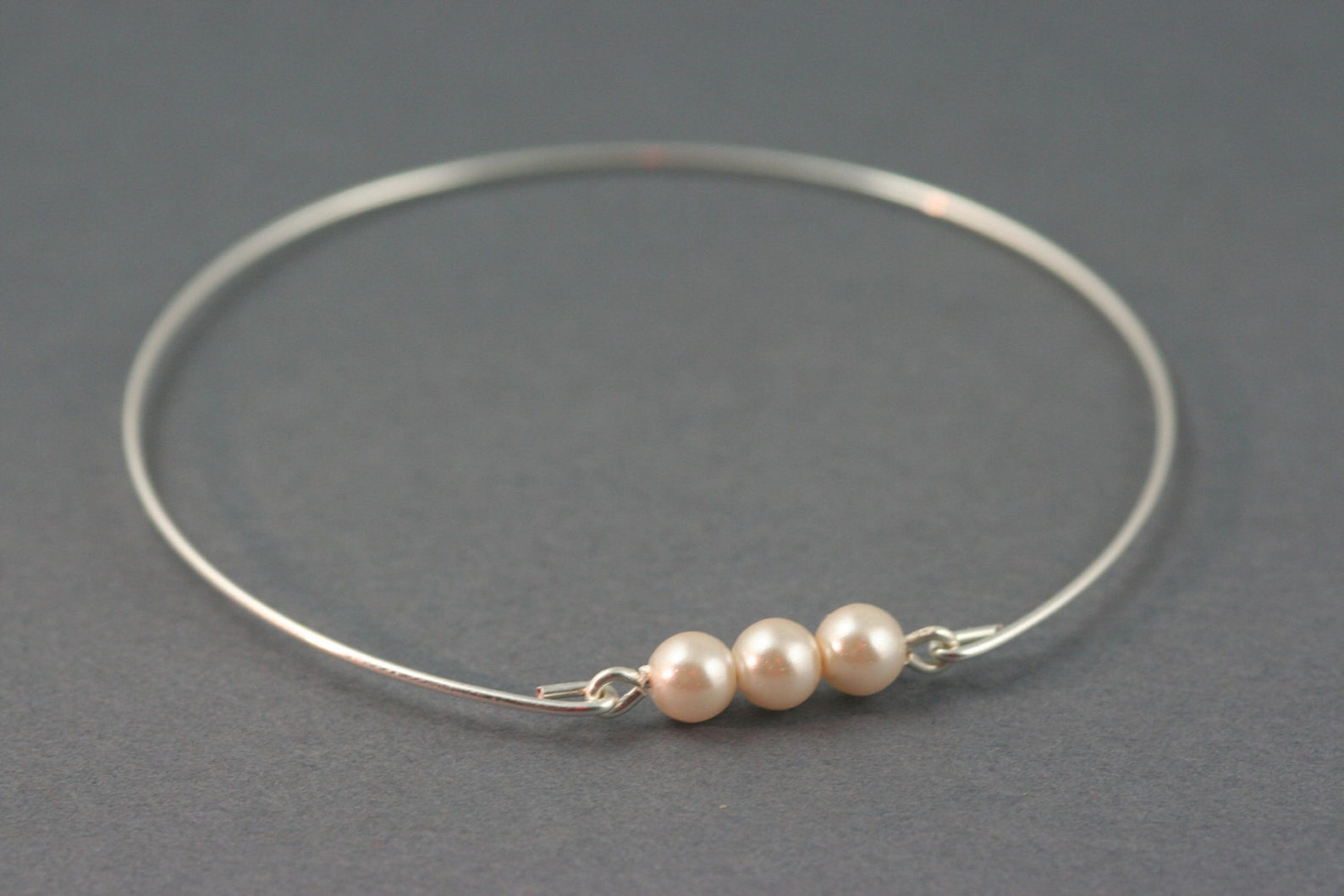 Past Present Future Swarovski Pearl Silver Bangle - Etsy
