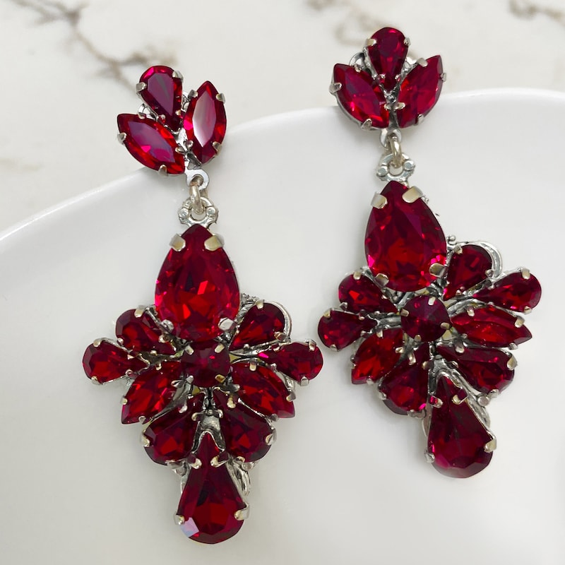 Red Ruby Earrings - Etsy