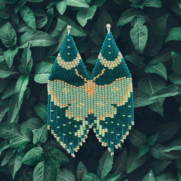 Beaded Moth Earrings - Etsy