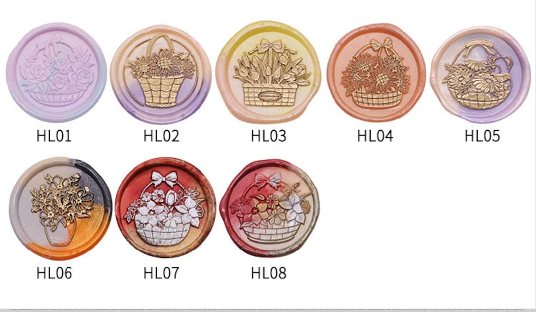 Gaily Decorated Flower Basket Wax Seal Stamp Kit, Flower Basket Sealing ...