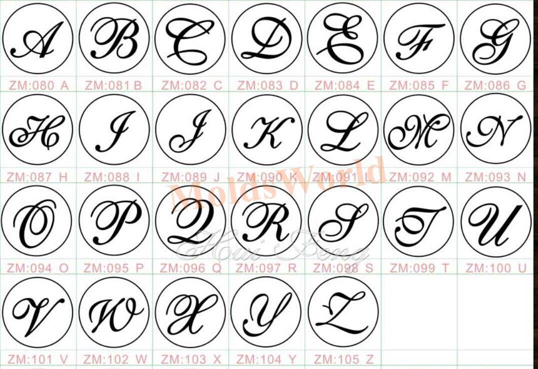 Alphabets A Z Wax Seal Stamp Calligraphic Cursive initial | Etsy