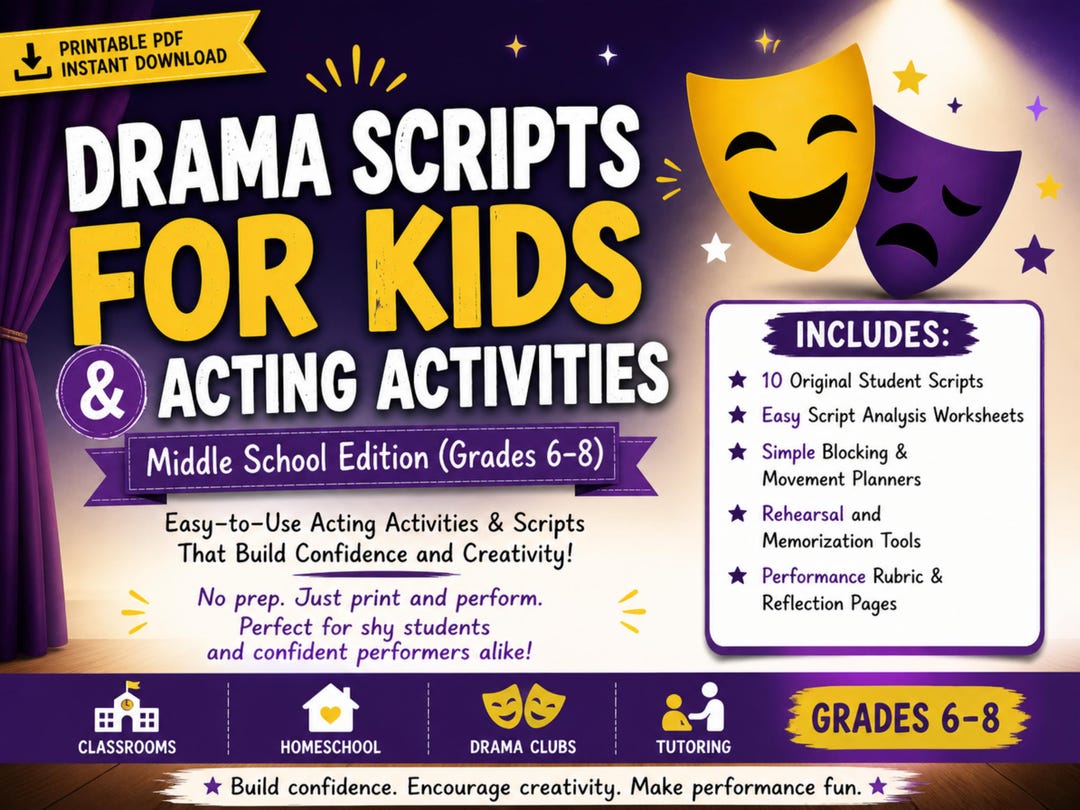 Drama Scripts for Kids | Acting Activities Middle School | Theater Unit ...
