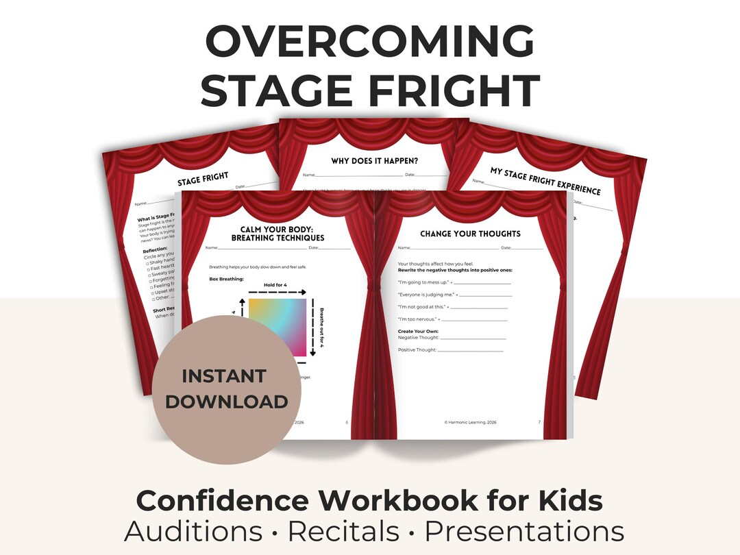 Stage Fright Workbook for Kids | Performance Anxiety Printable ...