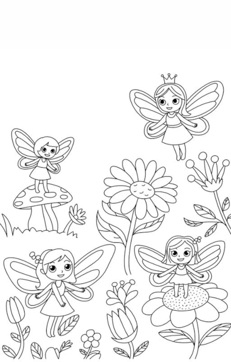 Fairy Coloring Pages for Kids | 14 Printable Fantasy Sheets (digital ...