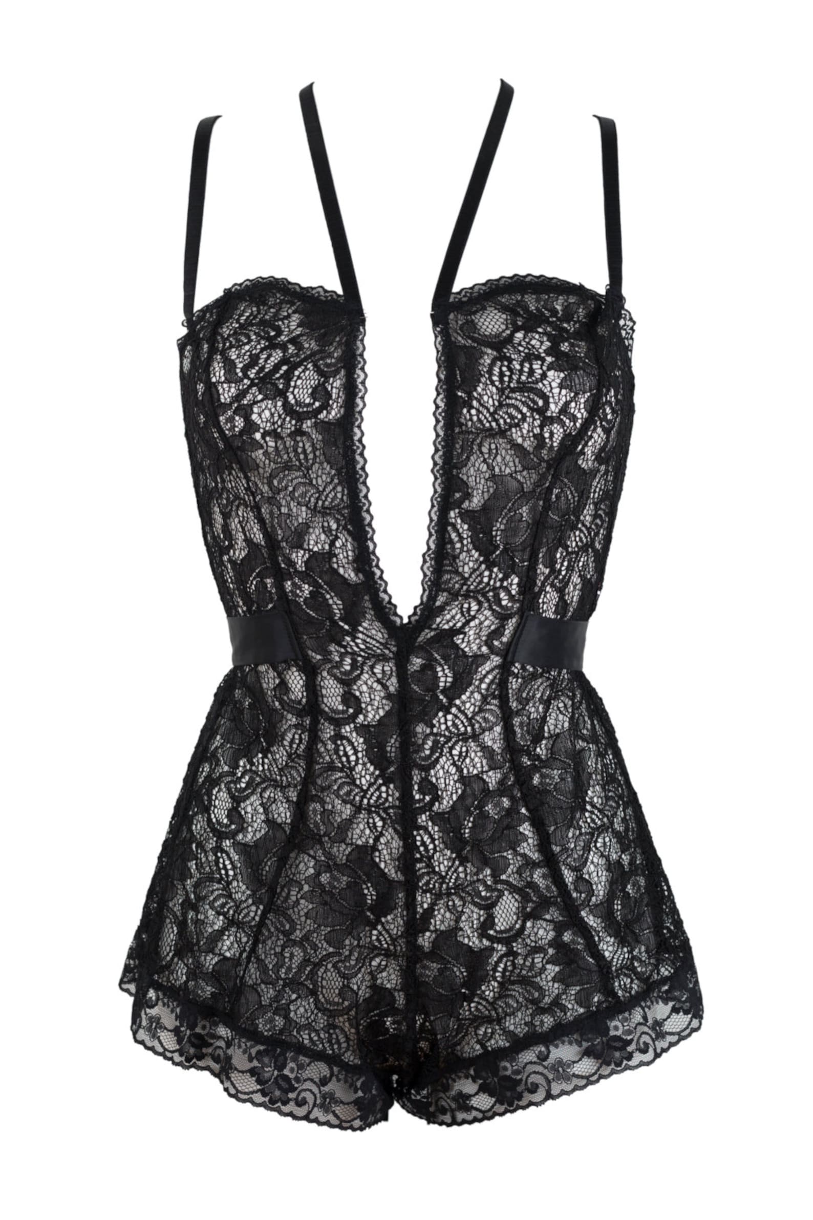 Sexy Black Lace Teddy Burlesque Black Teddy Inspired By Marilyn Monroe Pin Up Girl Retro
