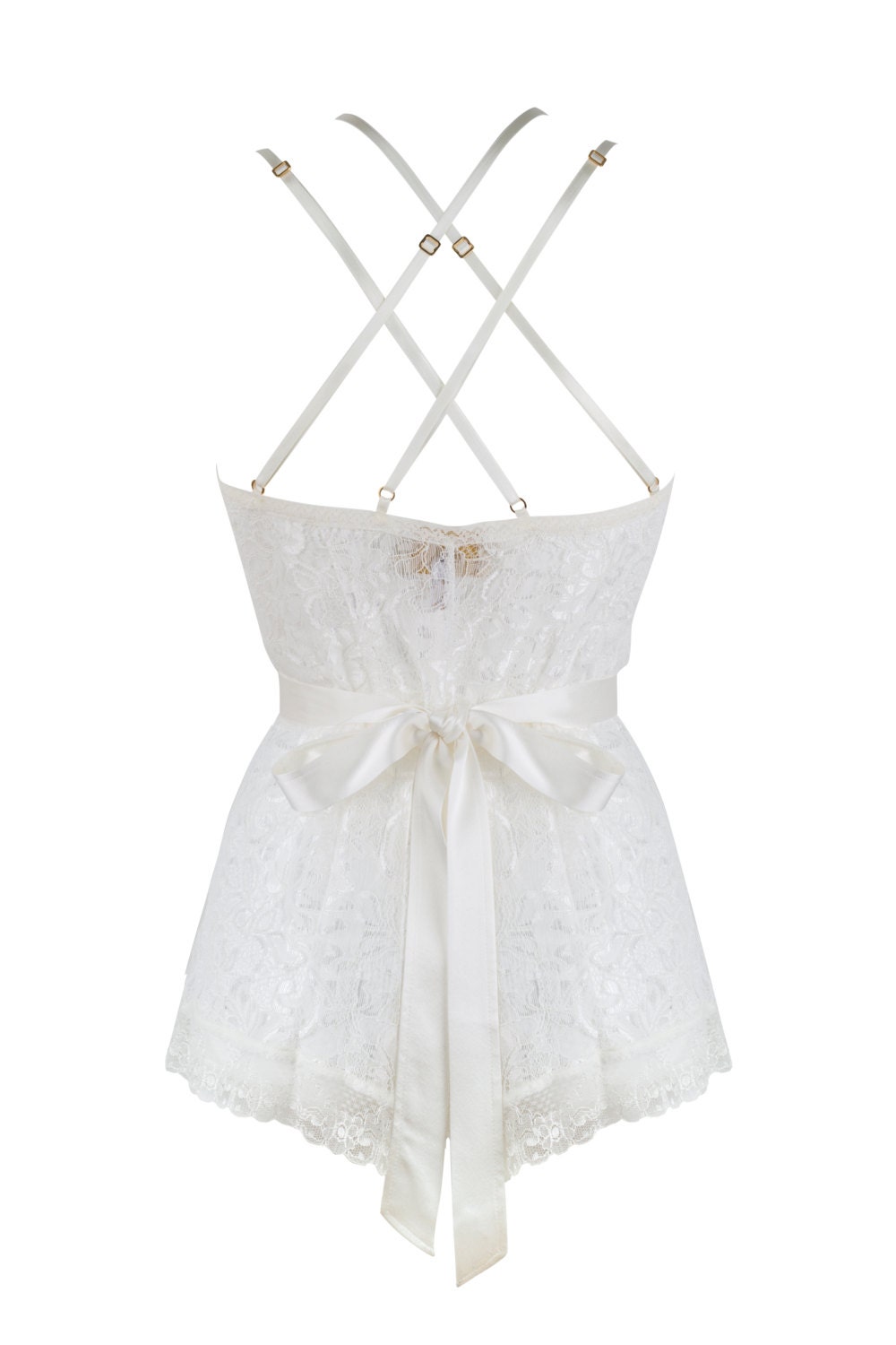 Wedding Night Teddy, Ivory Lace and Silk Teddy for Brides, With Satin ...