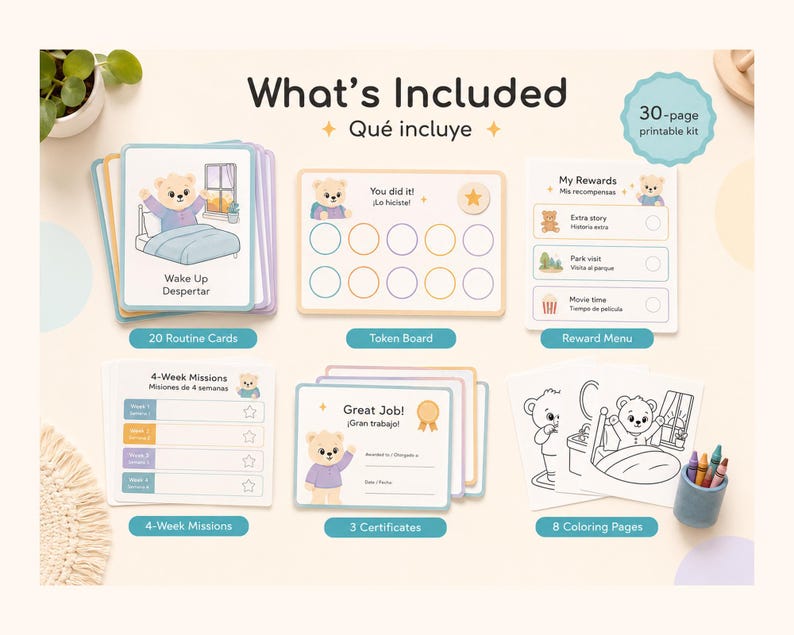 ADHD Visual Schedule, Bilingual Morning Routine Cards, Autism Routine ...