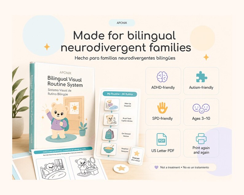 ADHD Visual Schedule, Bilingual Morning Routine Cards, Autism Routine ...