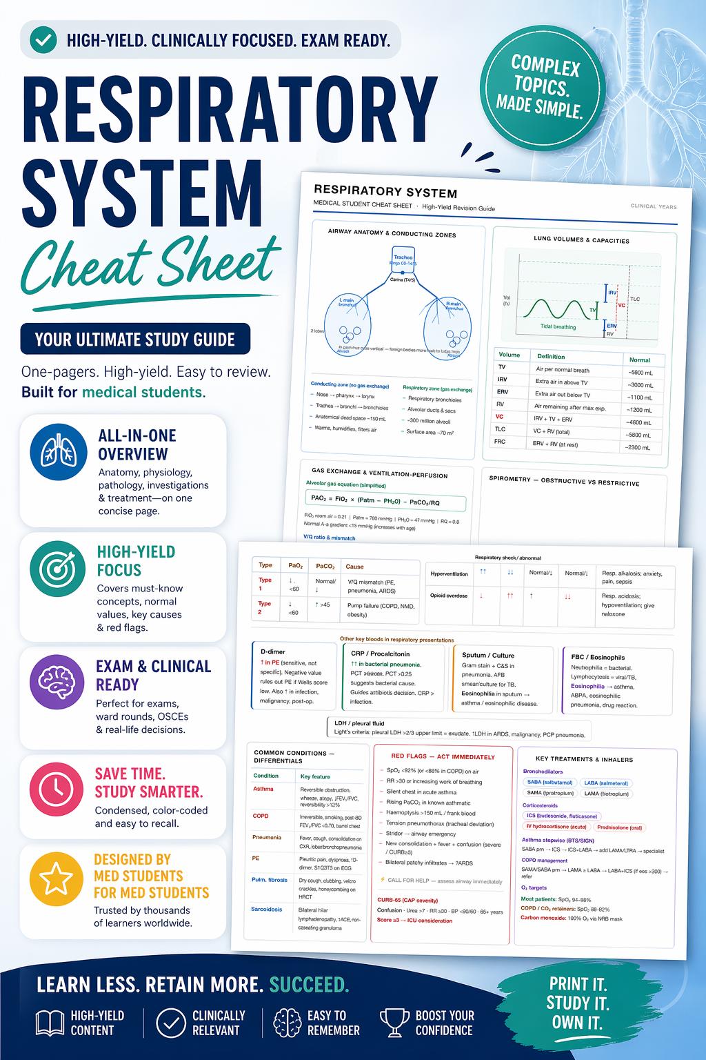 Respiratory System Cheat Sheet - Etsy