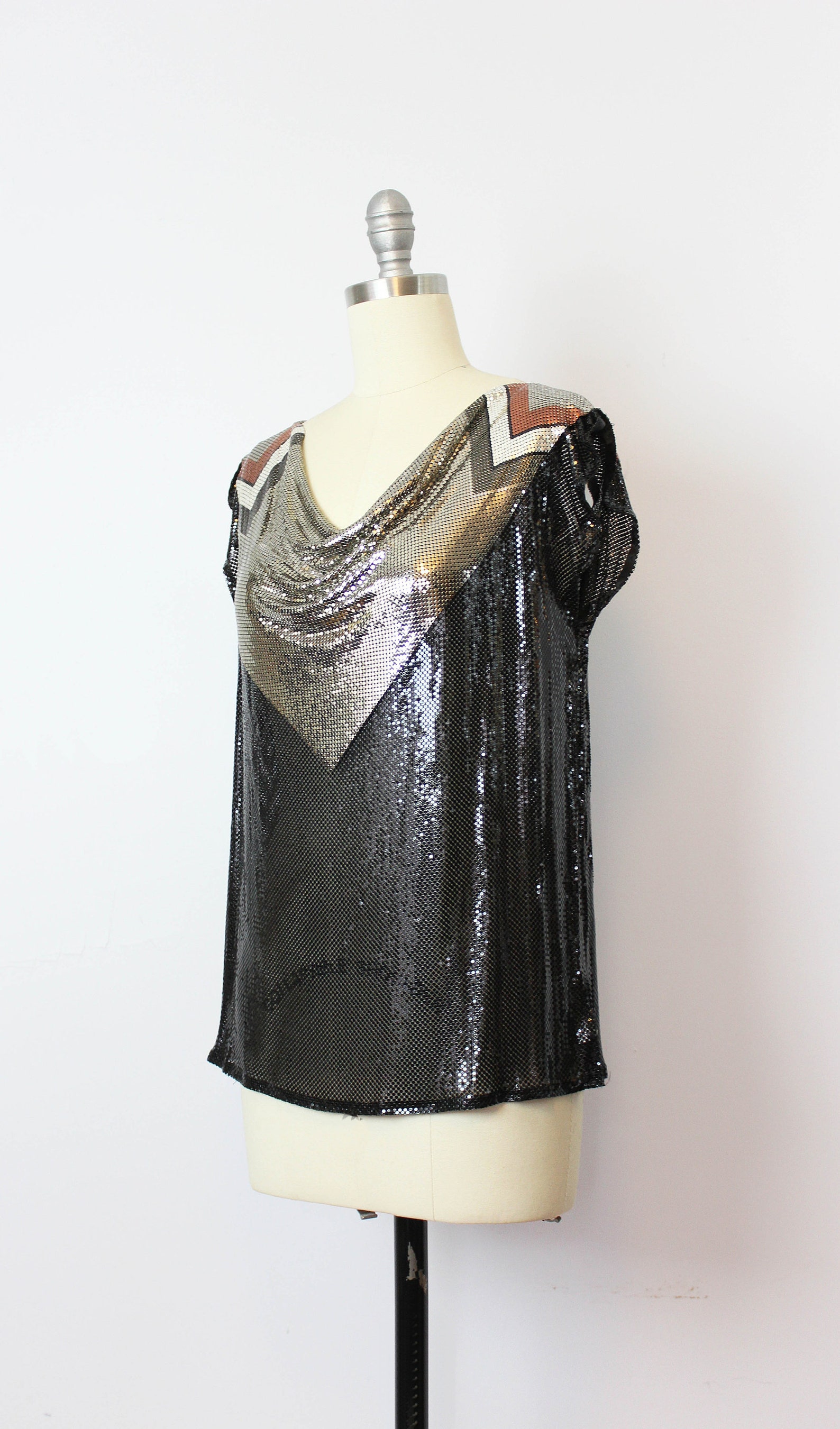 Vintage Metal Mesh Shirt / 1980s WHITING and DAVIS Mesh Blouse | Etsy