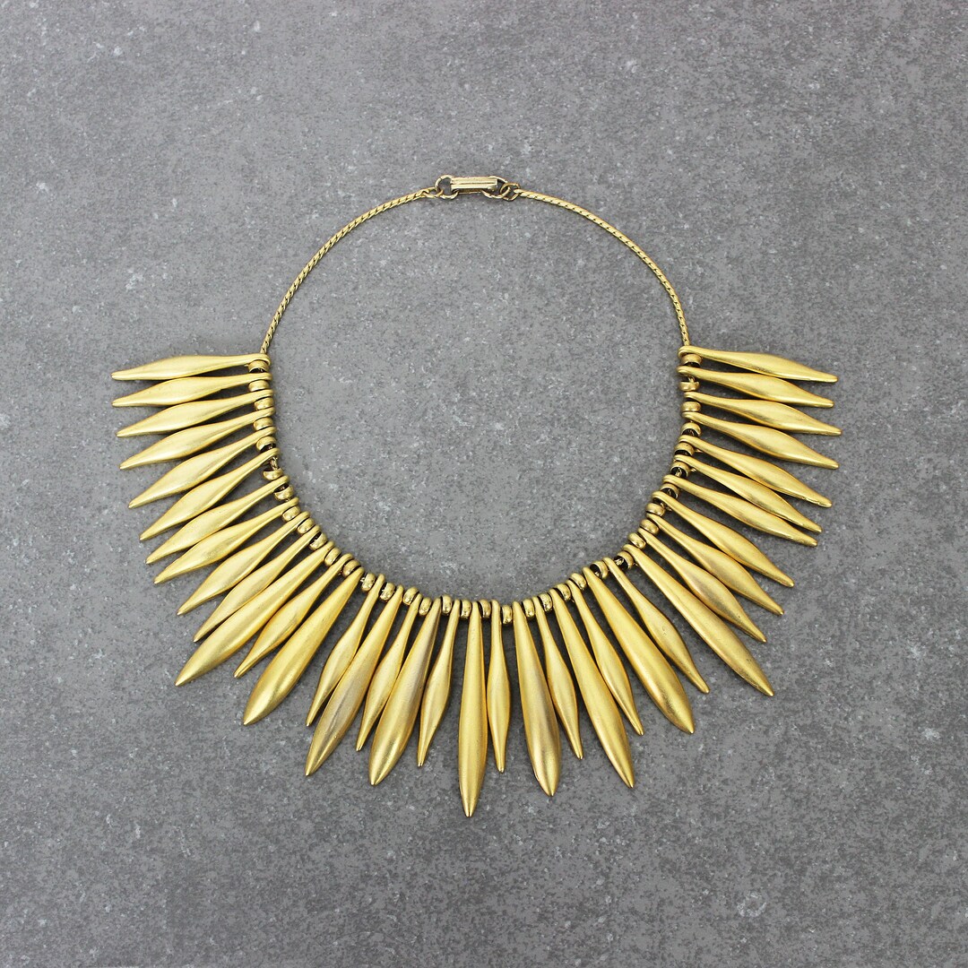 Vintage Bib Necklace / Golden Bib Necklace / Golden Collar Necklace ...