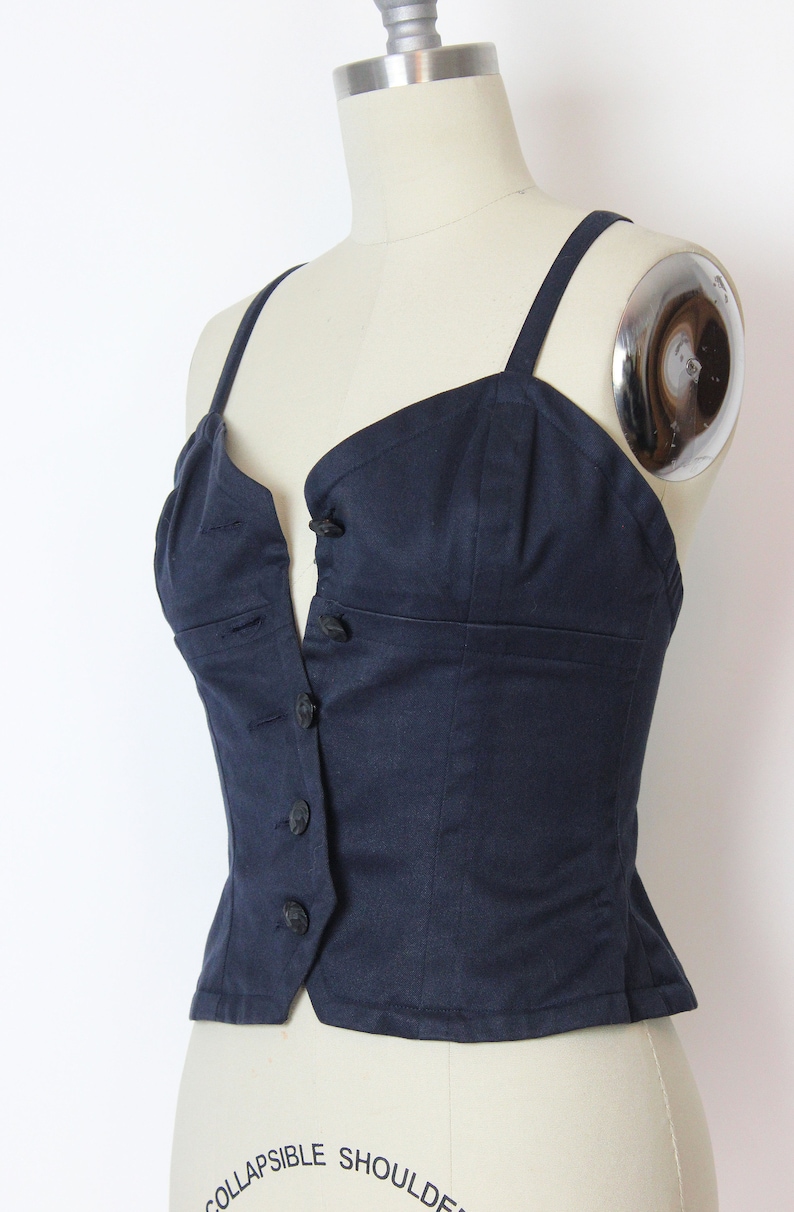 Vintage Yves Saint Laurent Corset Top / YSL Rive Gauche Cotton Corset ...