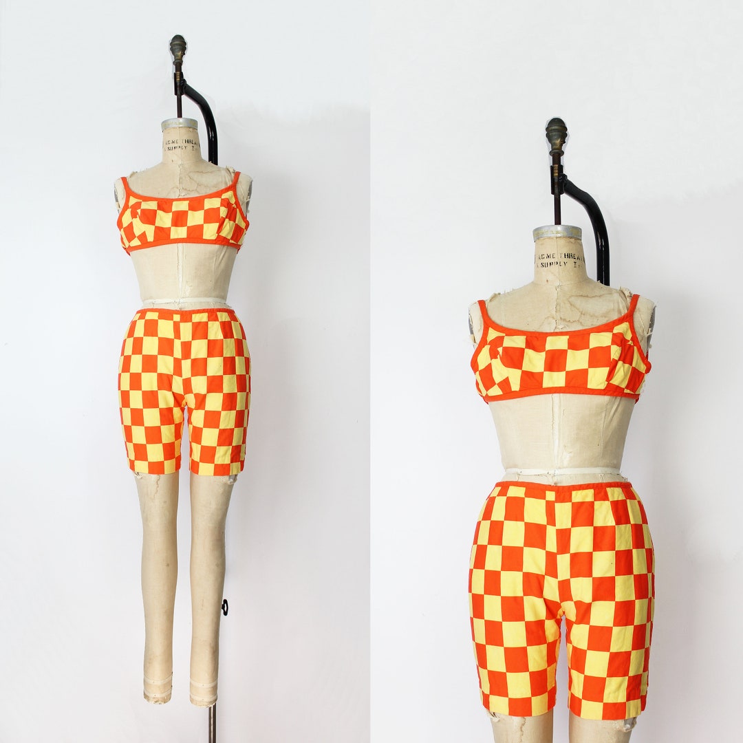 Vintage 60s Swimsuit / 1960s Playsuit Set / Mod Swimwear / Two Piece ...