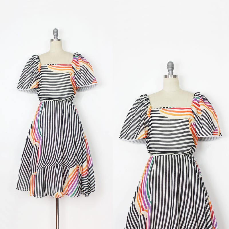 Rainbow Stripe Dress - Etsy