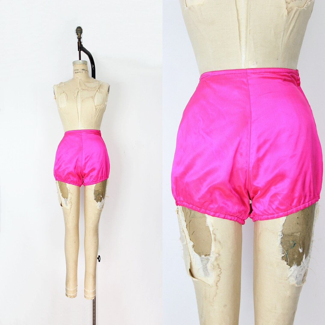 Vintage 50s Shorts / 1950s Hot Pink Satin Shorts / Satin Hot Pants ...