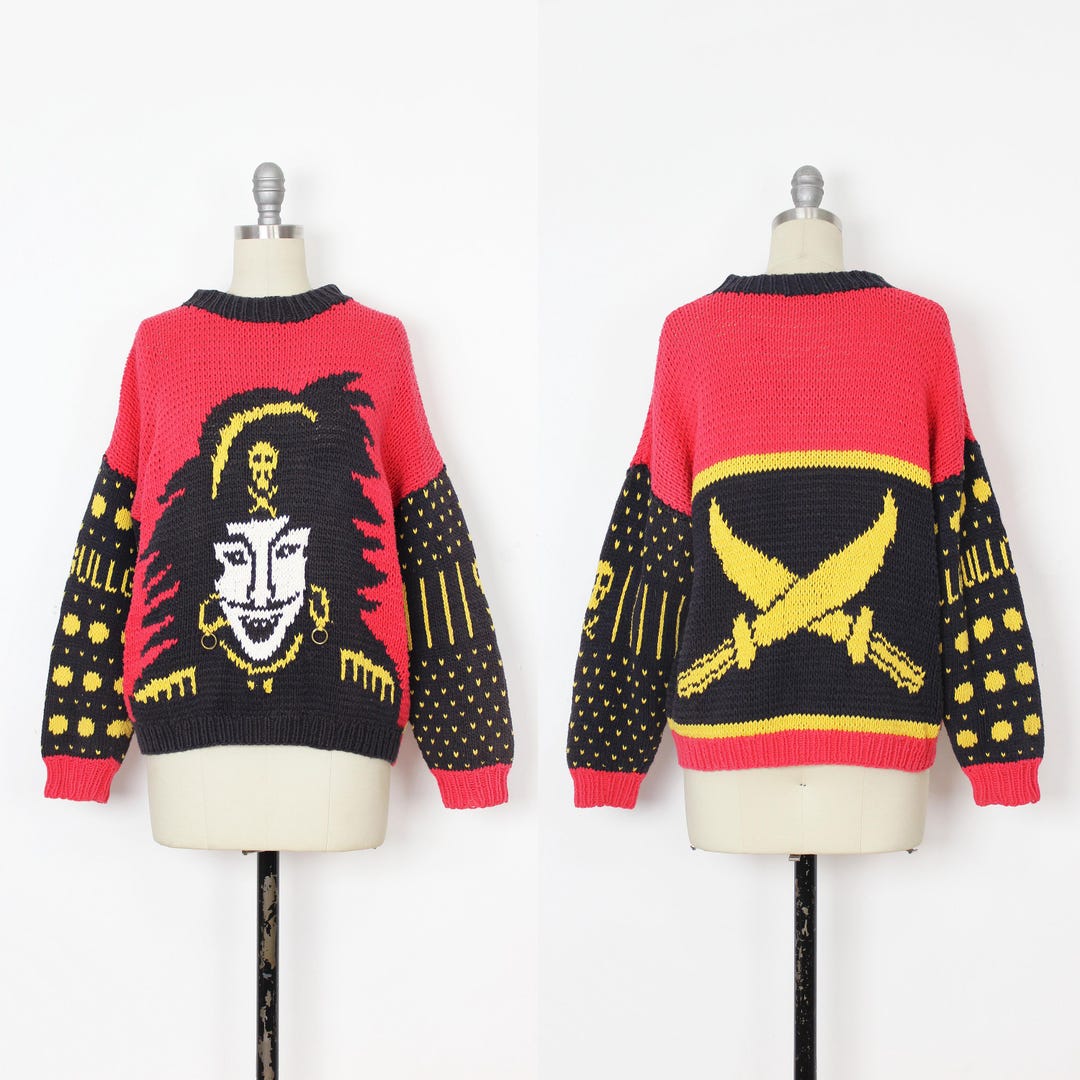Vintage Pirate Sweater / Skull and Crossbones Sweater / Pirate Jumper ...