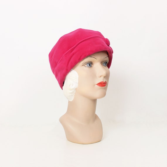 vintage velvet hat / 1960s pink velvet hat / velvet t… - Gem