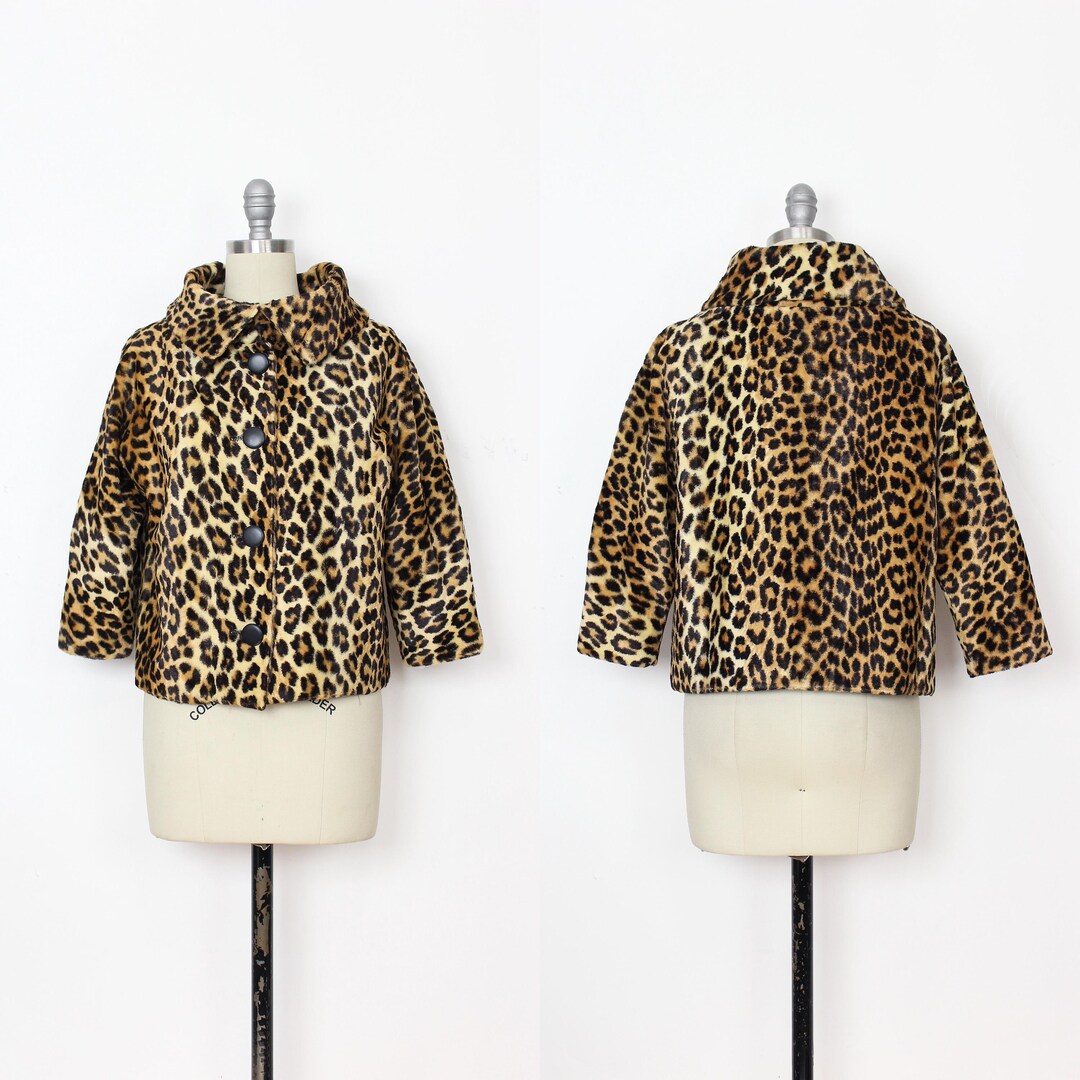 Vintage 60s Leopard Jacket / 1960s Cropped Leopard Jacket / Faux ...