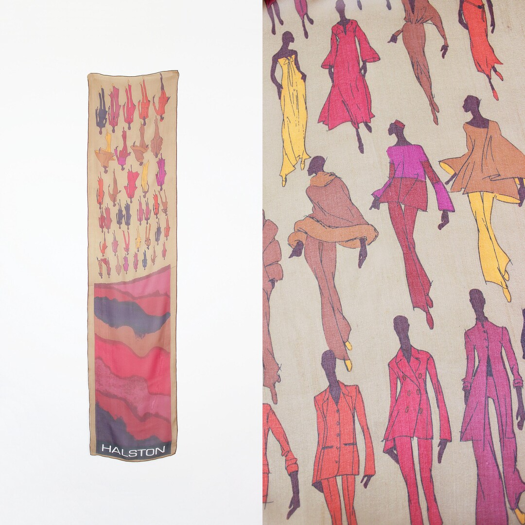 Vintage HALSTON Scarf / Vintage Fashion Print Scarf / Fashion ...