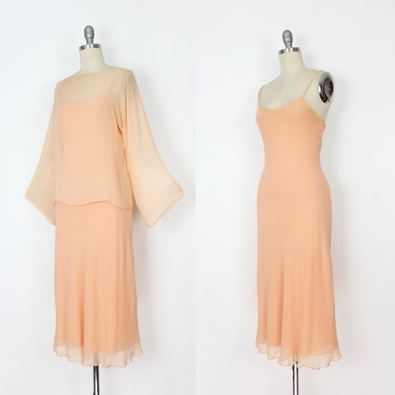 vintage 70s HALSTON dress / 1970s silk chiffon dress … - Gem