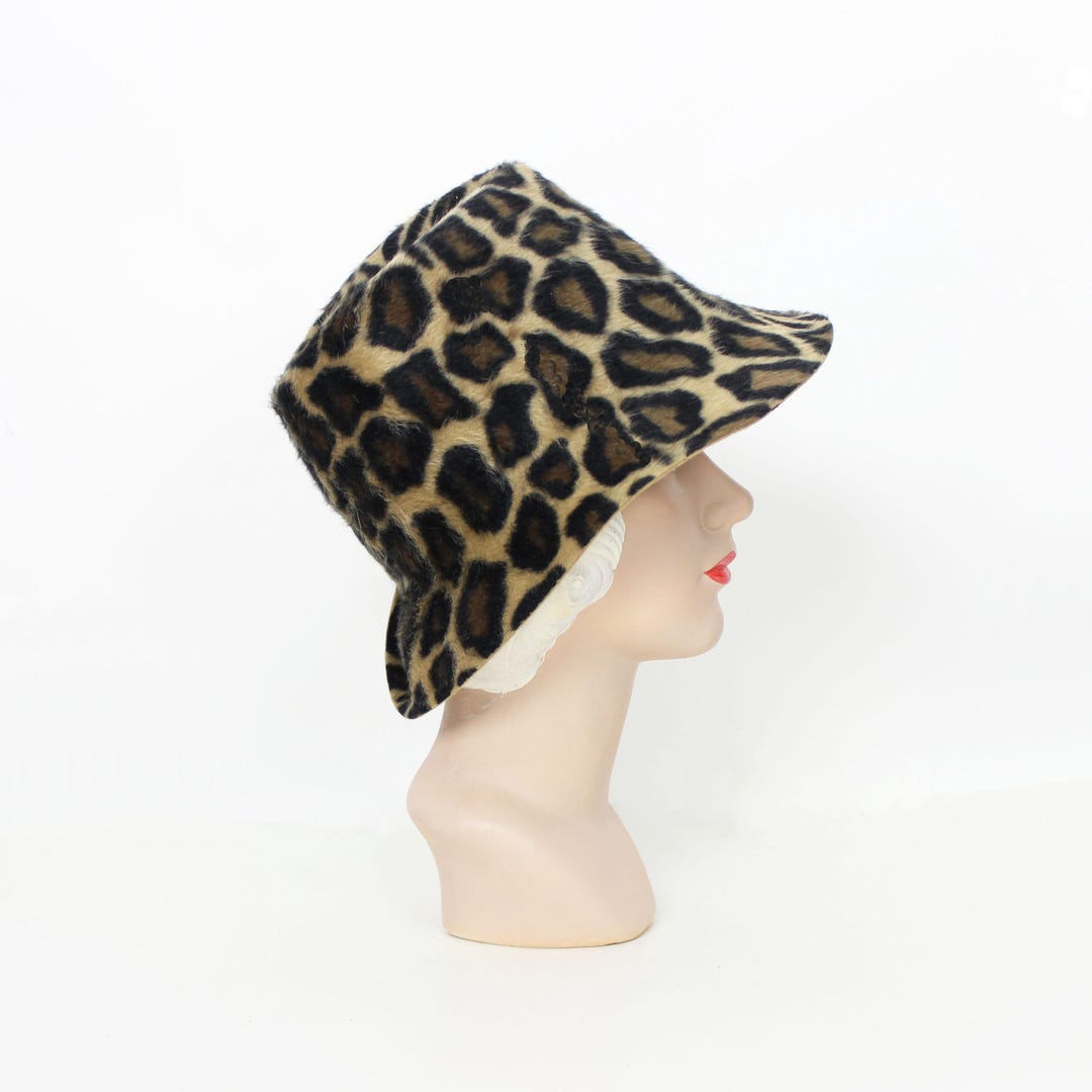 Vintage Leopard Hat / 1960s Leopard Print Hat / Fur Felt Hat / Leopard ...