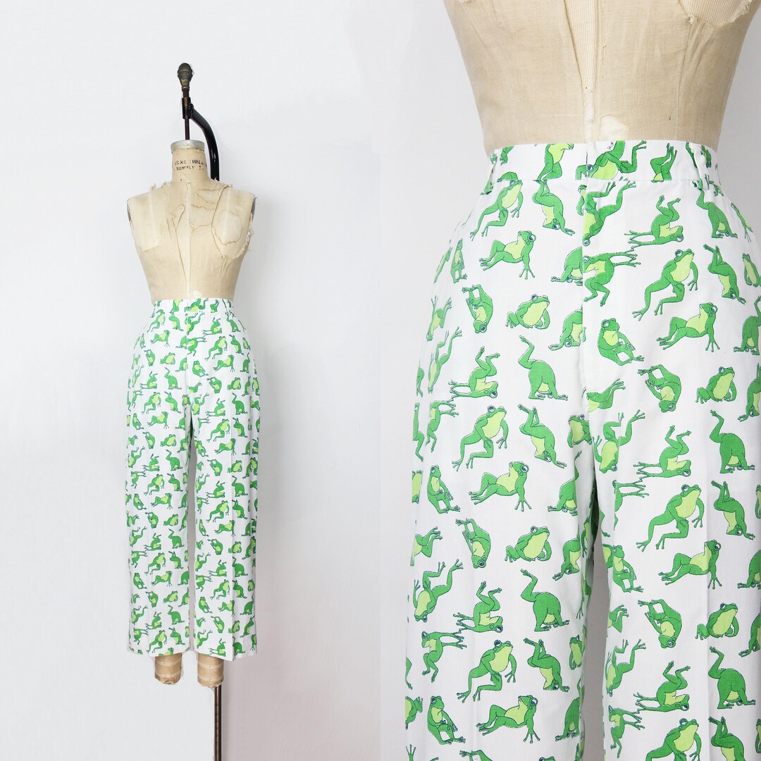 Vintage 70s Frog Pants / 1970s Novelty Pants / Frog Print Pants / Hop ...