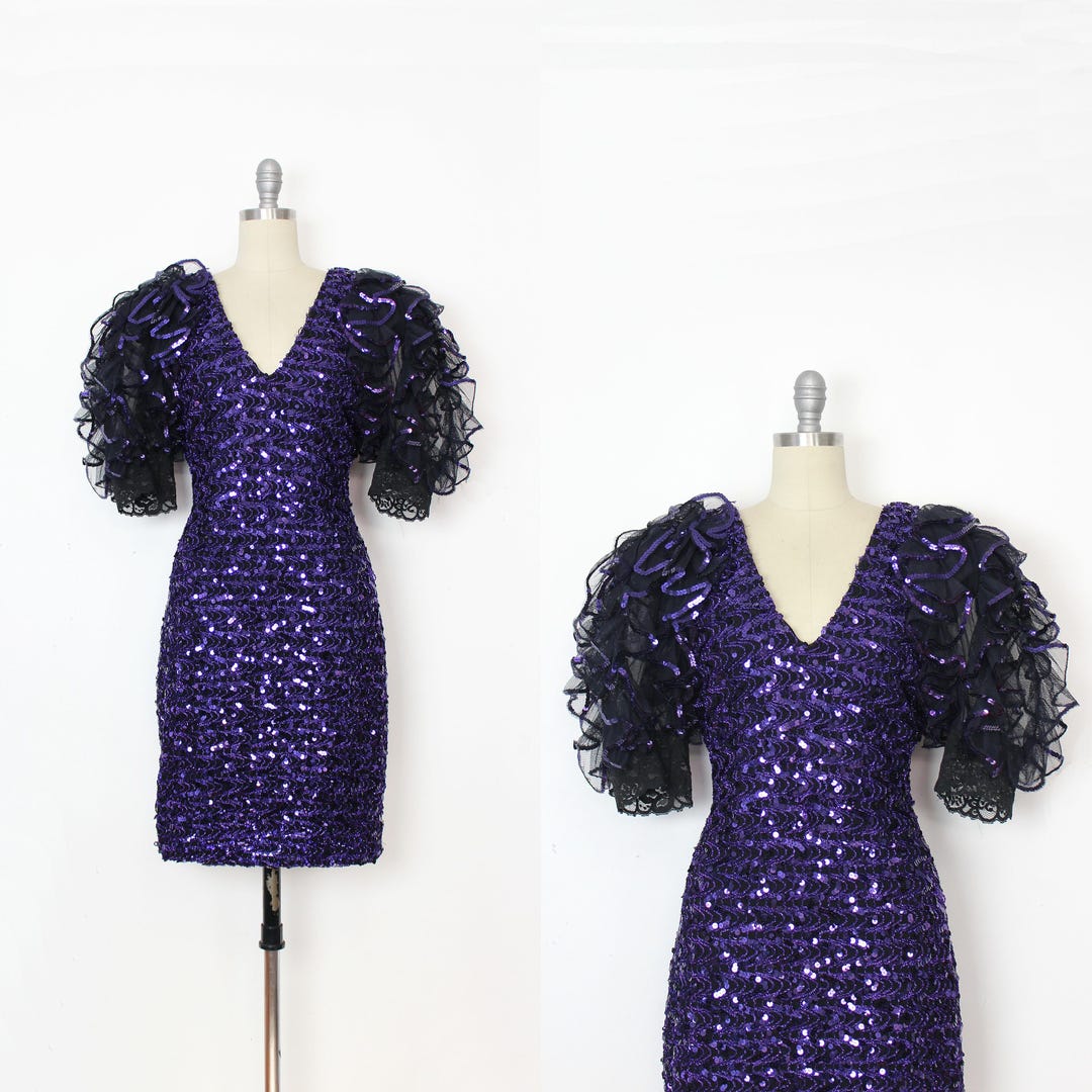 Vintage 80s CLIMAX Karen Okada Dress / 1980s Sequin Party Dress ...