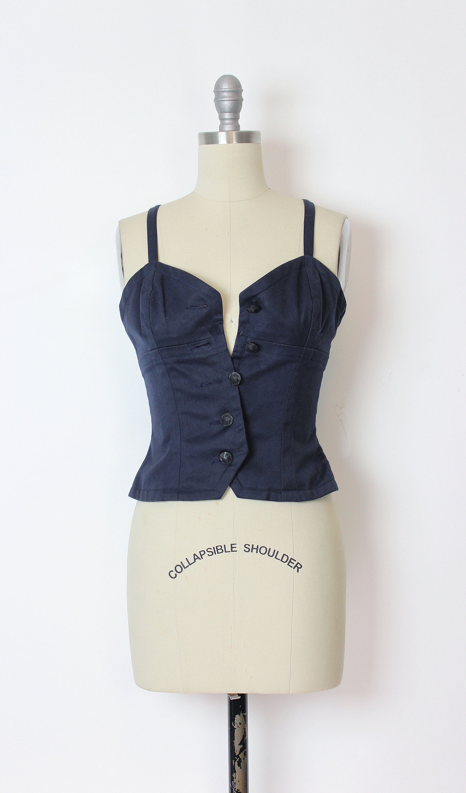 Vintage Yves Saint Laurent Corset Top / YSL Rive Gauche Cotton Corset ...