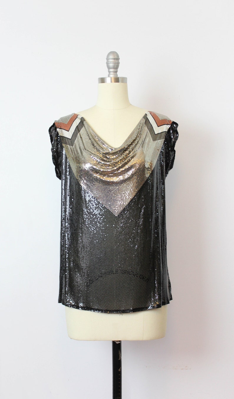 Vintage Metal Mesh Shirt / 1980s WHITING and DAVIS Mesh Blouse | Etsy