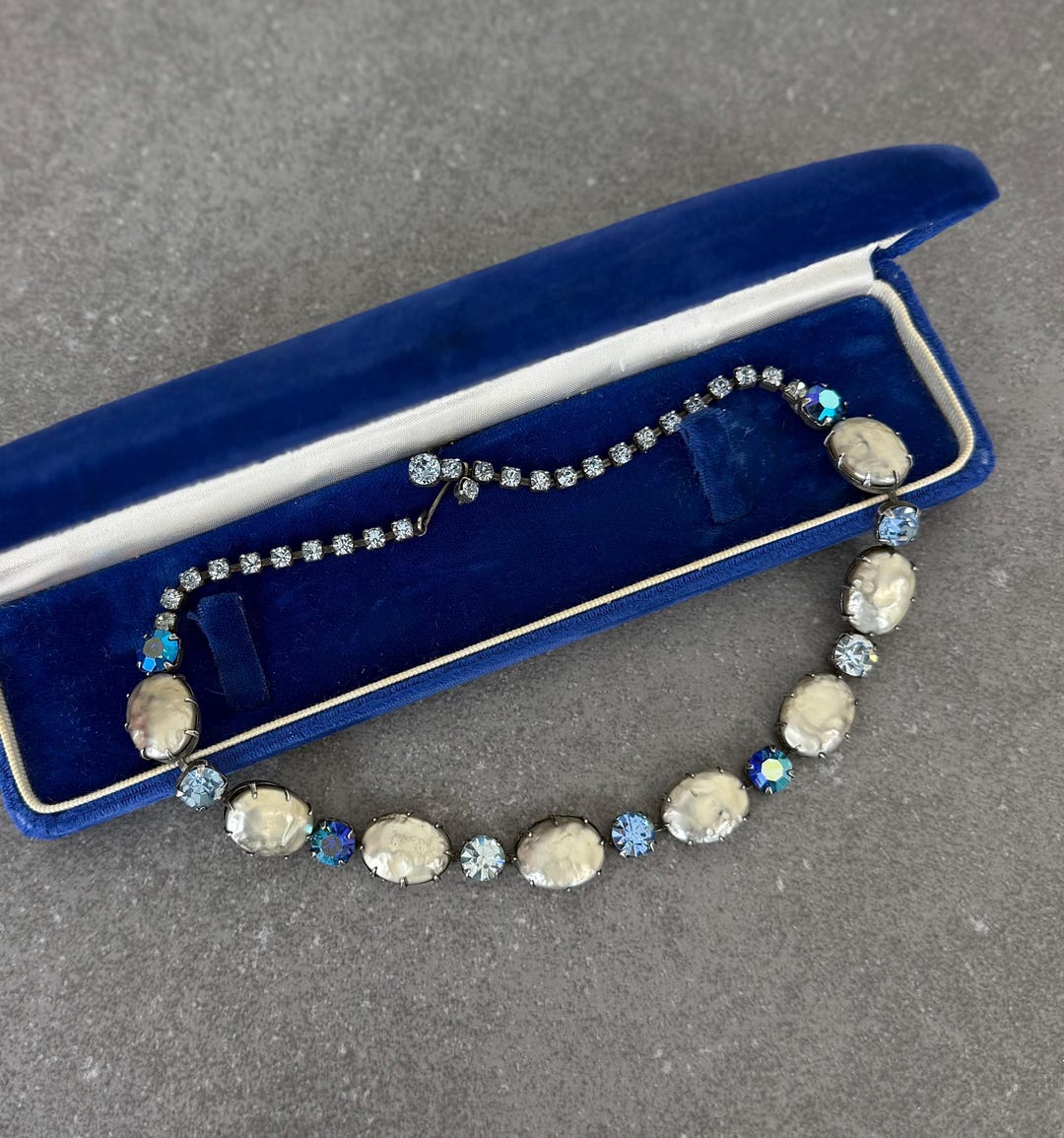 Vintage 50s Pearl and Rhinestone Necklace / 1950s REGENCY Necklace ...