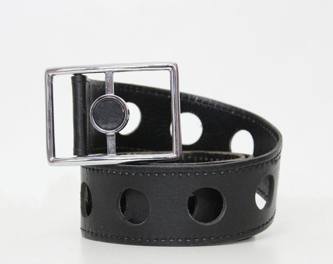 Vintage 60s Belt / Mod Leather Belt / Cut Out Leather Belt / Cut Out ...