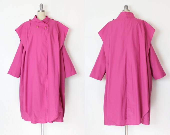 Vintage 80s Draped Coat / 1980s Cape Coat / Pink Cape Coat / Avant ...
