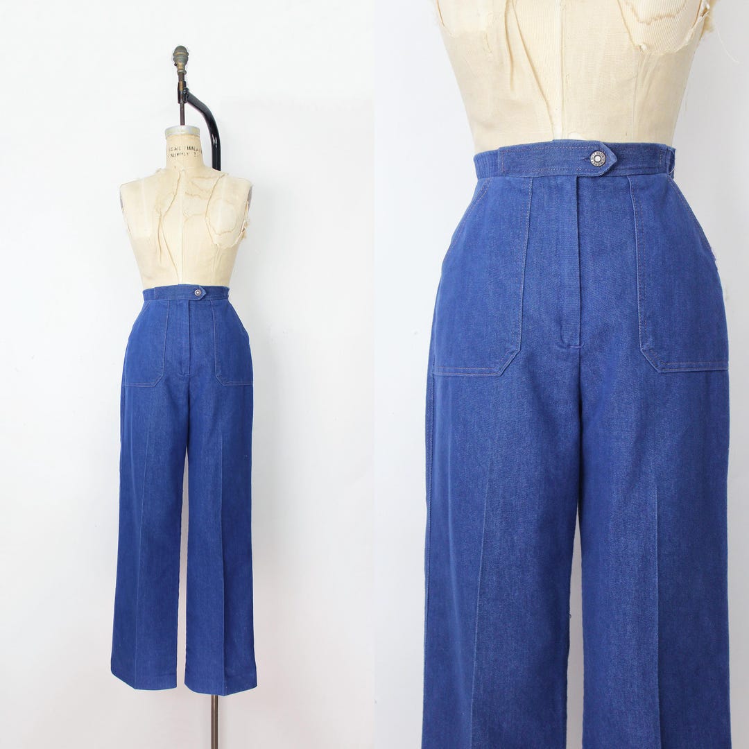 Vintage 70s Jeans / 1970s Medium Wash Jeans / 1970s Blue Jeans / Relaxed Fit Jeans / 1970s High ...