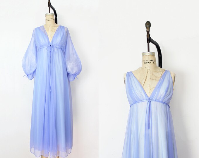Vintage 60s Peignoir Jumpsuit / 1950s Purple Chiffon Peignoir ...