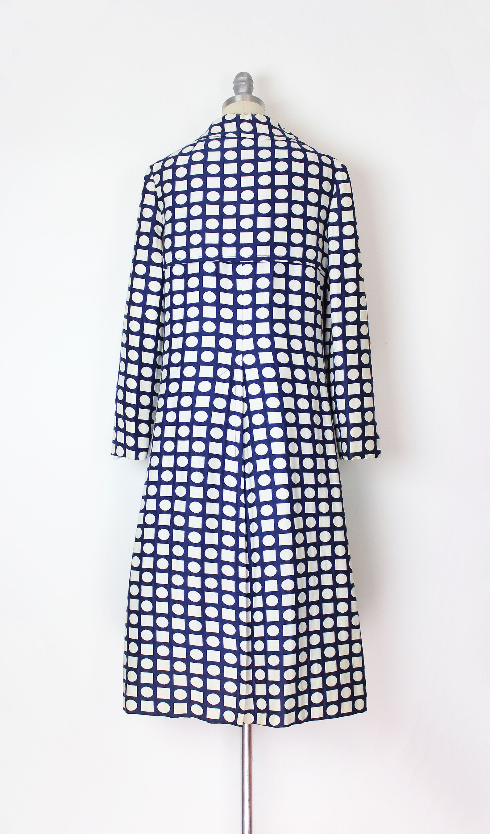 Vintage 1960s Mod Coat / 1960s Op Art Coat / Navy Blue White - Etsy