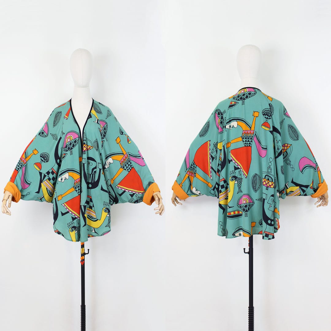 Vintage 80s Art Print Duster / 1980s Cocoon Duster Jacket / 1980s CACHE ...