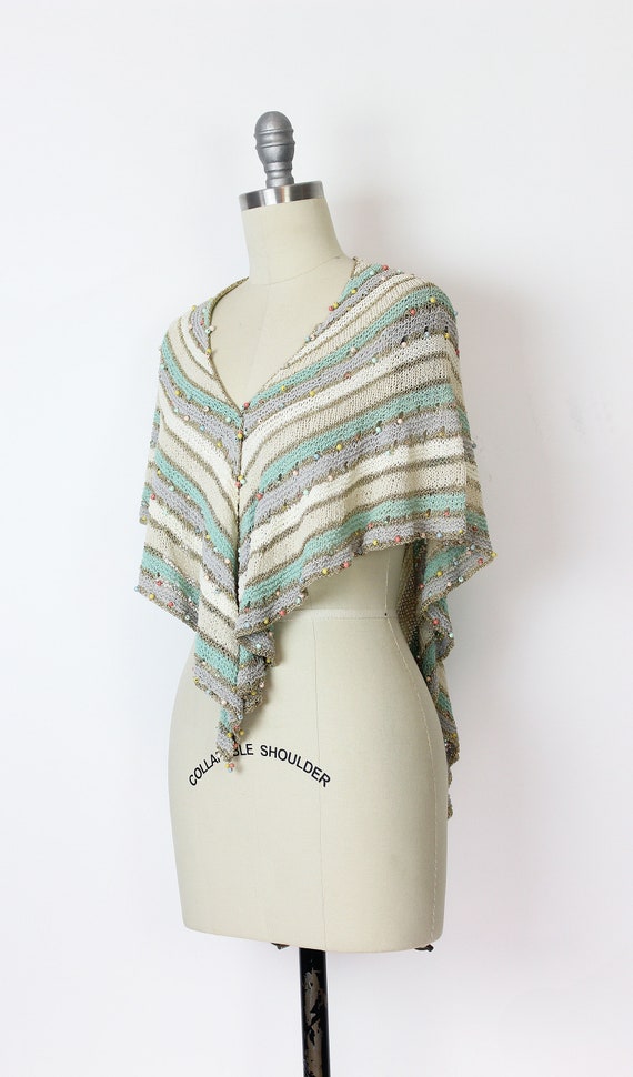 vintage 70s crochet wrap / 1970s shawl wrap / striped… - Gem