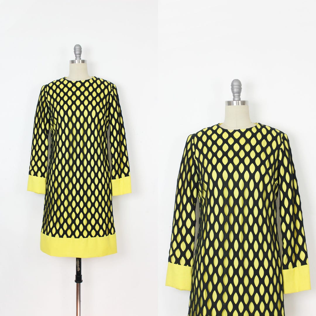 Vintage 60s Fishnet Dress / 1960s Mod Net Dress / Neon Bright Dress ...