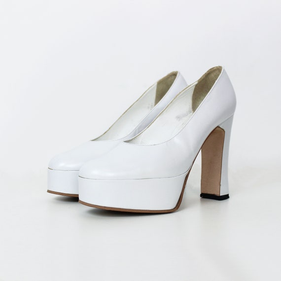 White Platform Pumps