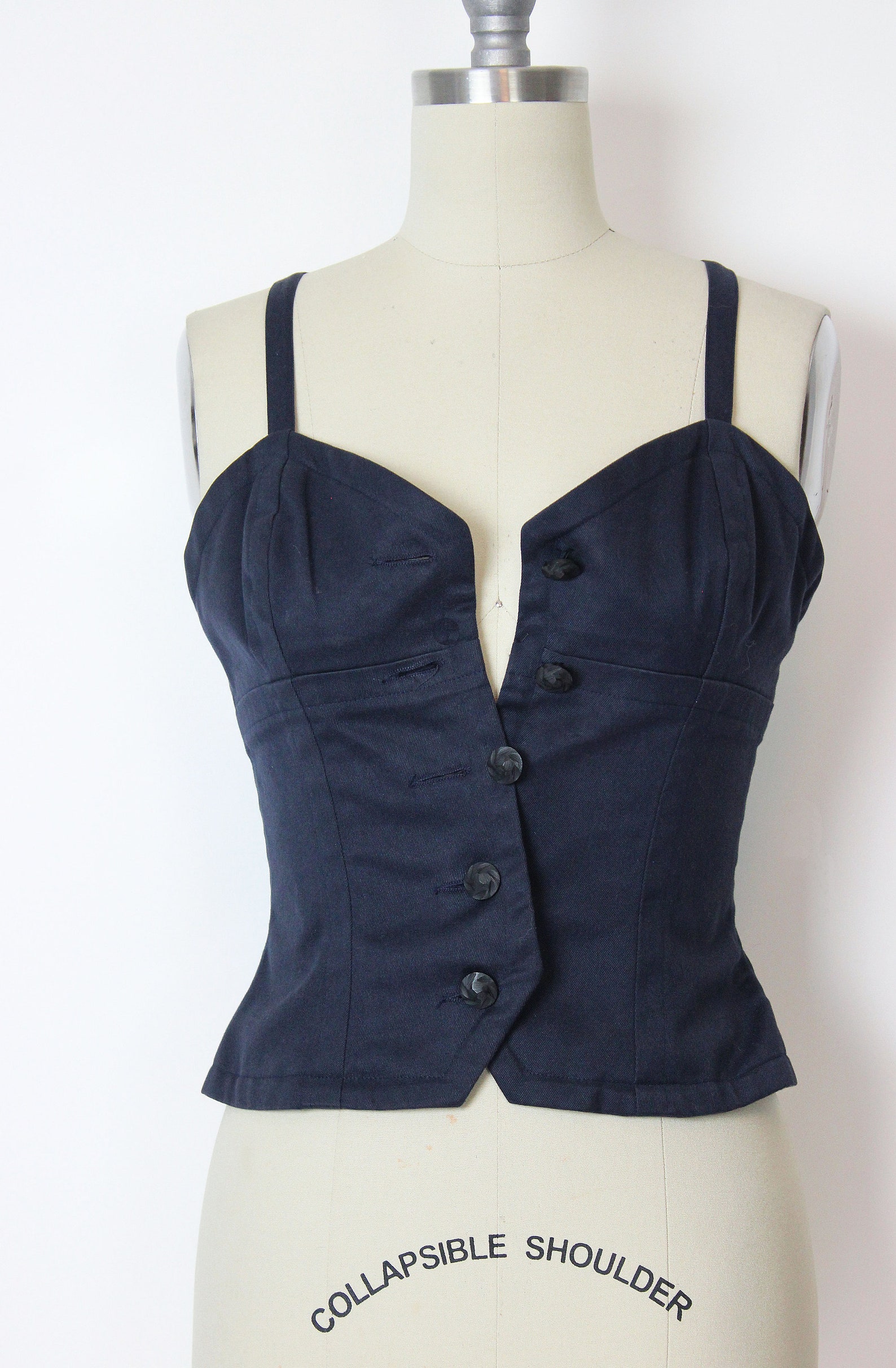 Vintage Yves Saint Laurent Corset Top / YSL Rive Gauche Cotton Corset ...