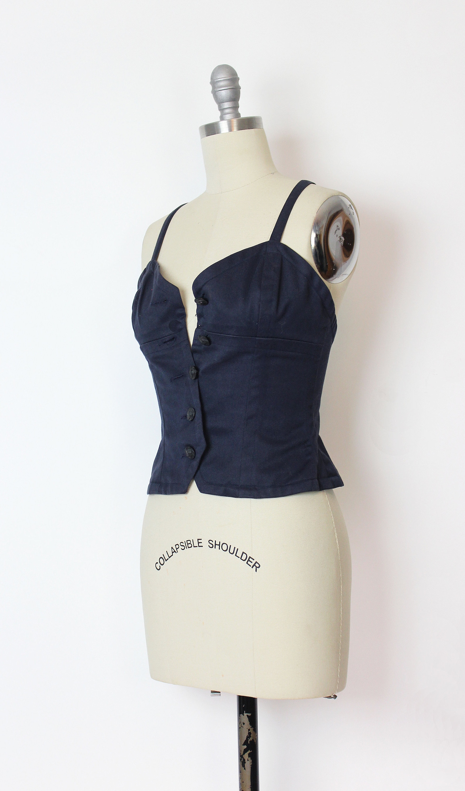 Vintage Yves Saint Laurent Corset Top / YSL Rive Gauche Cotton Corset ...