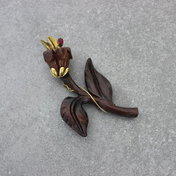 Vintage 40s Brooch / 1940s Wood Brooch / Wooden Flower Brooch - Etsy