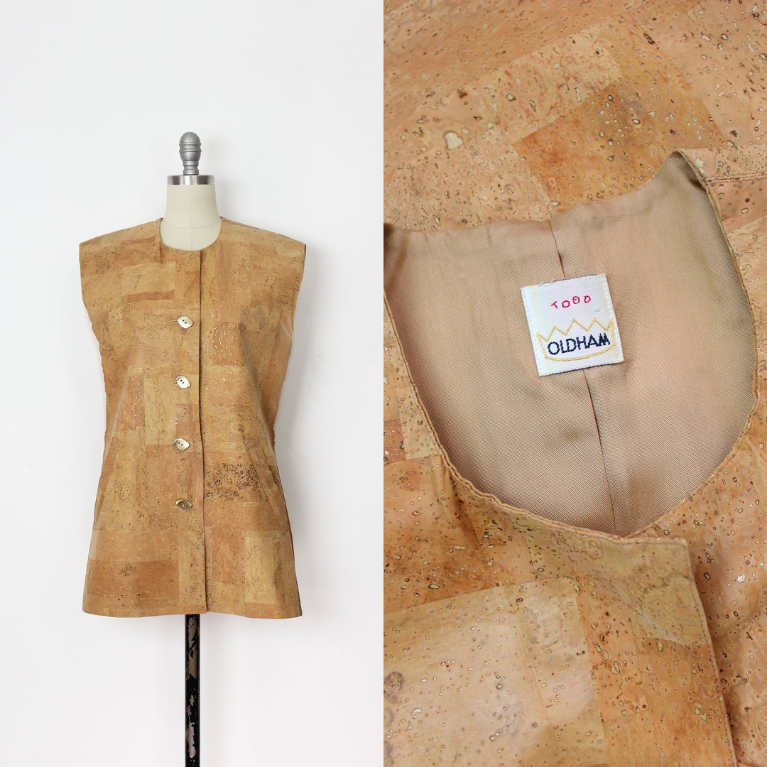 Vintage 90s TODD OLDHAM Vest / 1990s Cork Leather Vest / Rare Cork Bark ...