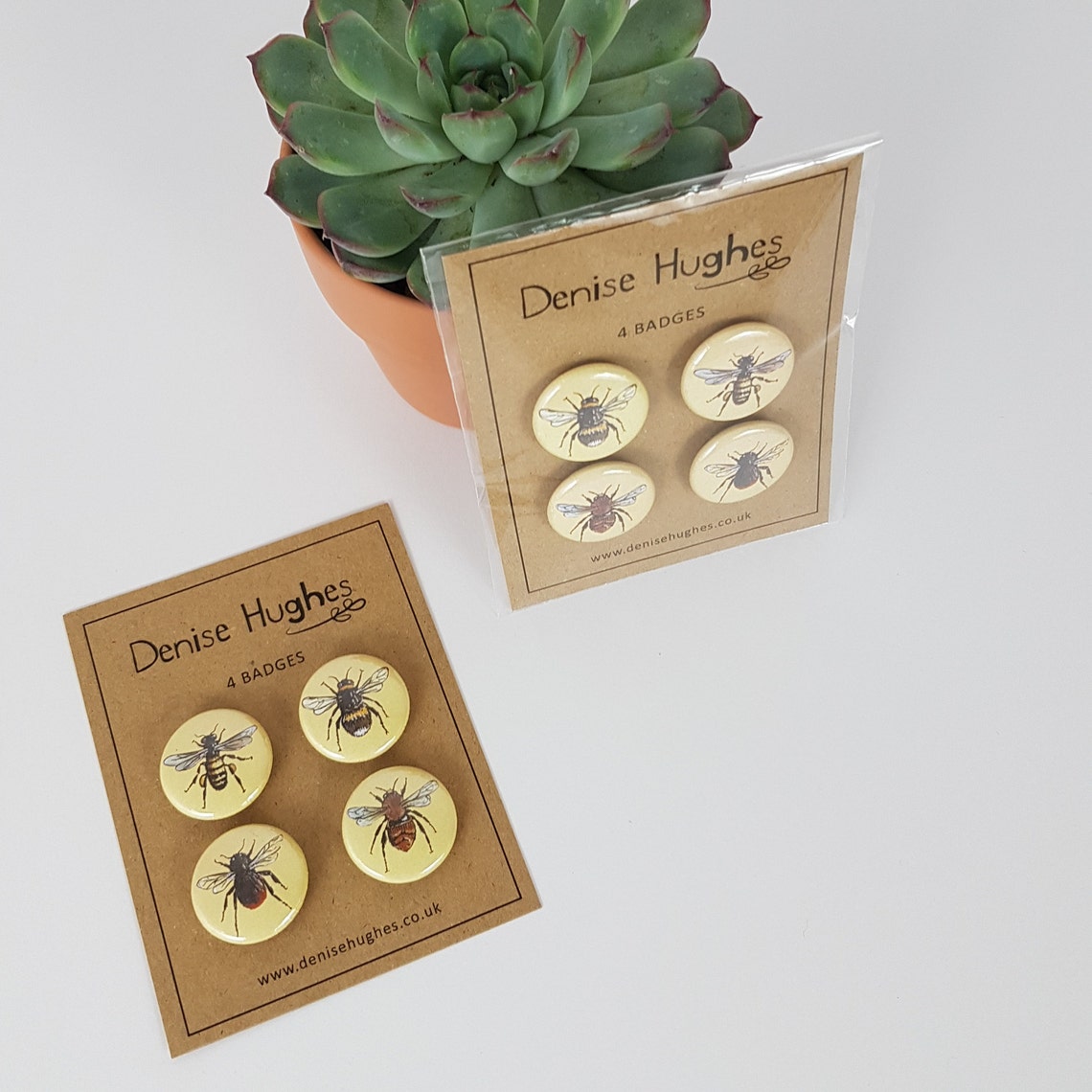 British Bee Badges (set of 4) - Etsy