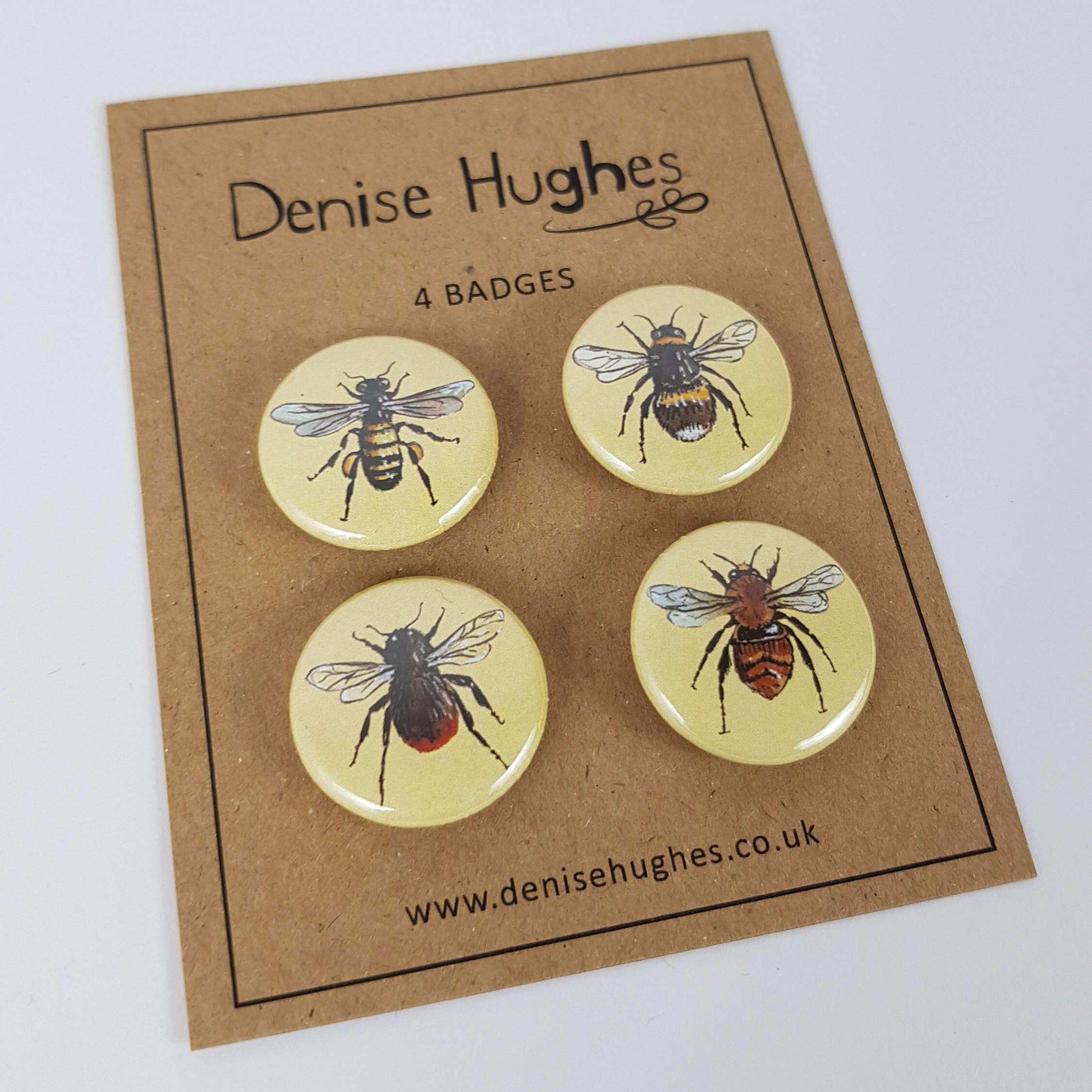 British Bee Badges (set of 4) - Etsy