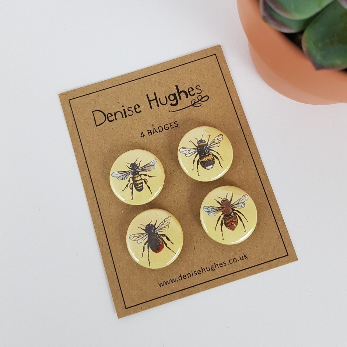 British Bee Badges (set of 4) - Etsy