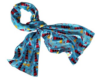 Nautical Silk Scarf | Etsy