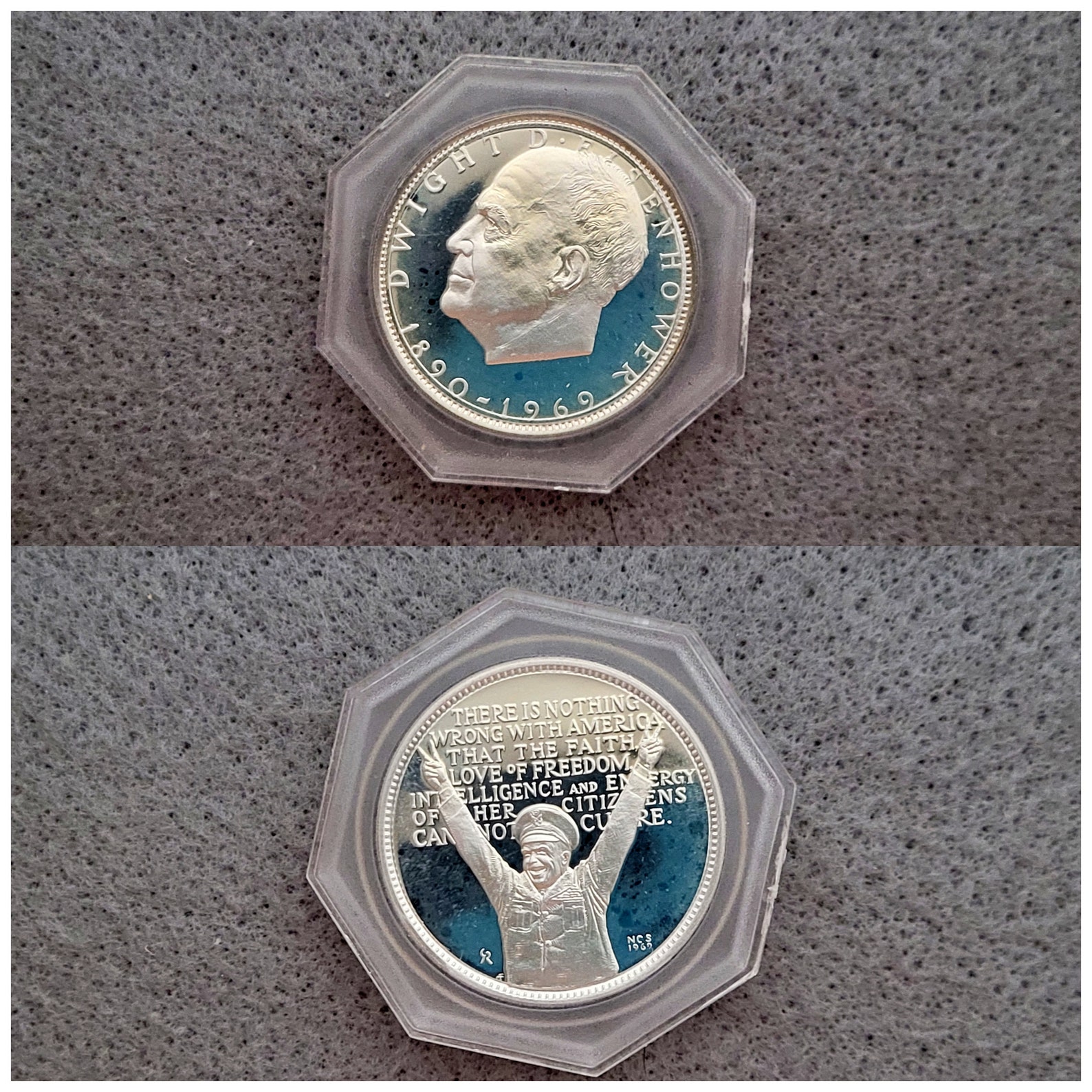 1969 Franklin Mint the Dwight D. Eisenhower Memorial Silver Proof Coin ...