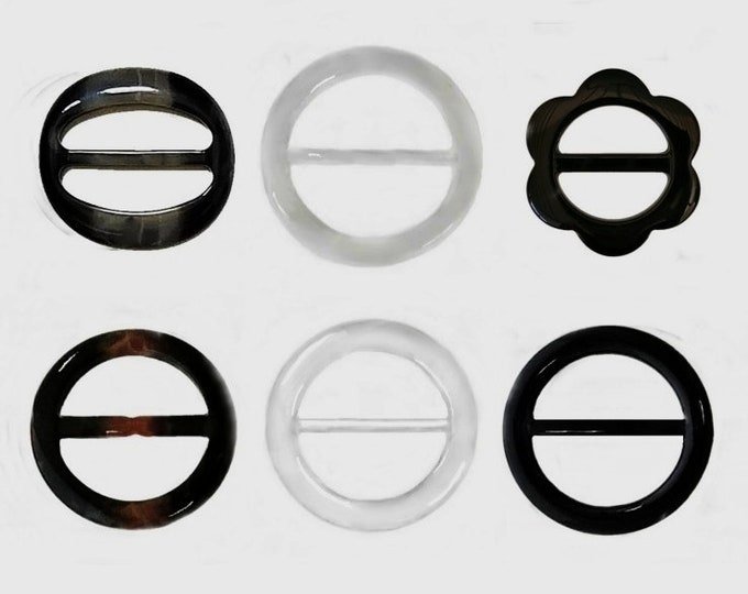 6 Pc T-shirt Slide & Scarf Clip Assortment. Varied Shapes -black White ...