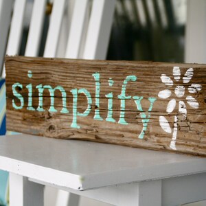 Reclaimed Wood Sign- "simplify", Handpainted Cottage Decor - Etsy